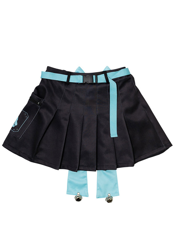 ACDC RAG Error Code Cyberpunk Tech Pleated Black Blue Skirt JR-485-122 | LASR – LA Style Rush