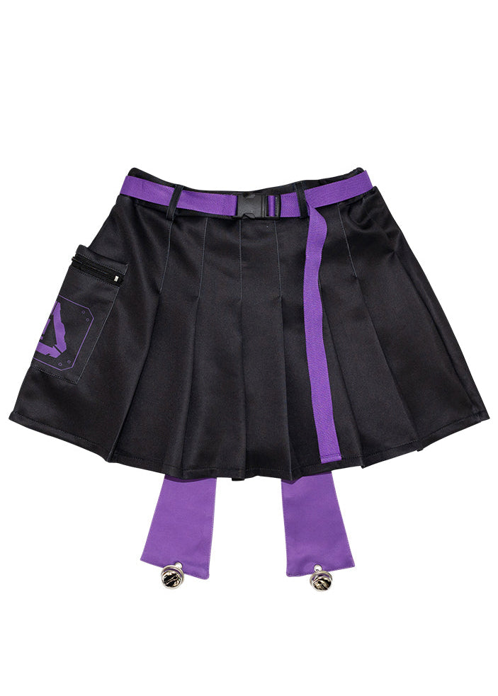 ACDC RAG Error Code Cyberpunk Tech Pleated Black Purple Skirt JR-485-122 | LASR – LA Style Rush