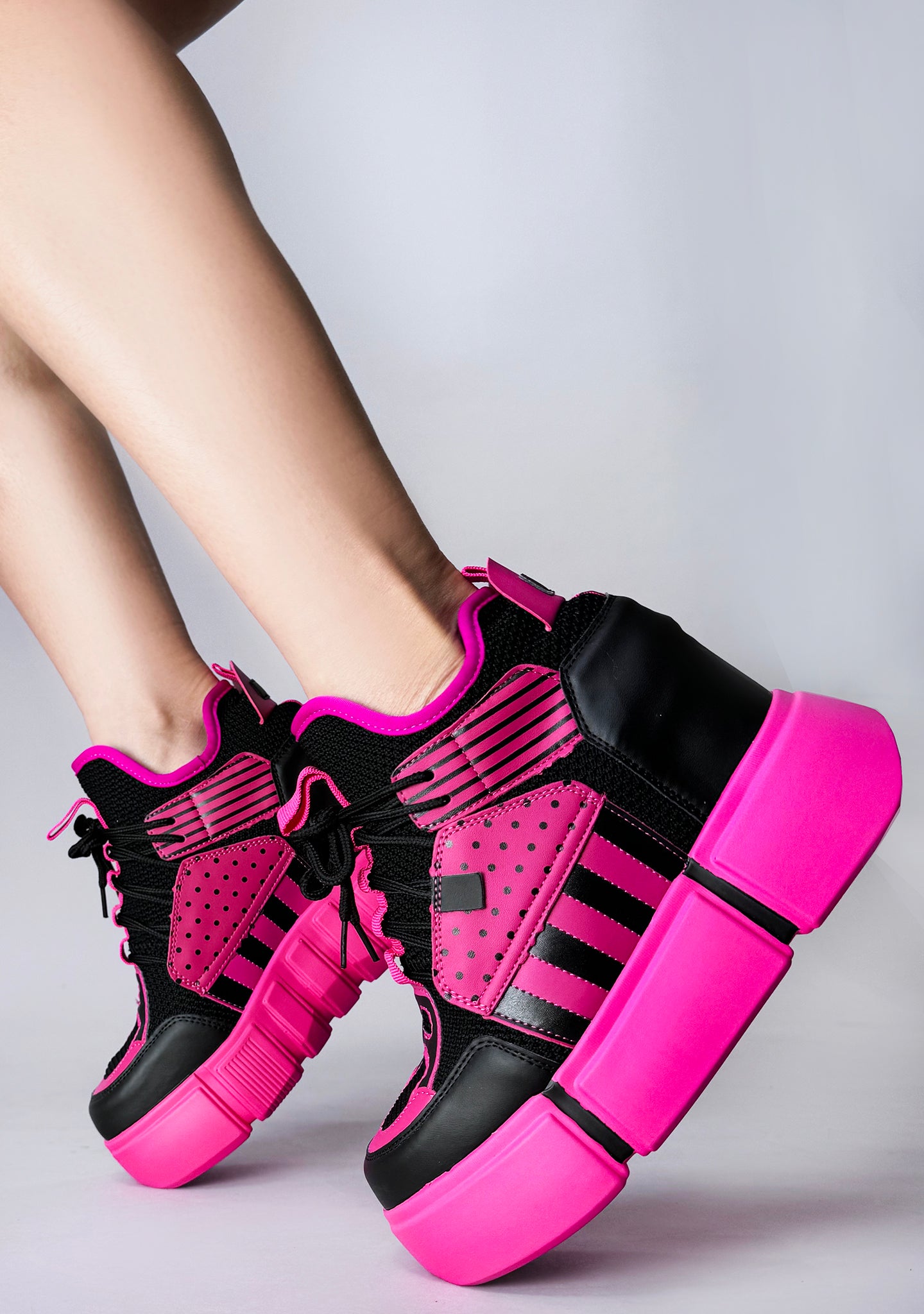 Anthony Wang CRANBERRY 08 Pink Circuit Pink Platform Sneakers | LASR ...