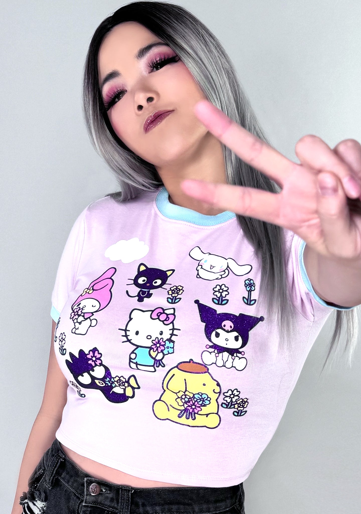BIOWORLD x Sanrio Hello Kitty & Friends Flower Ringer Tee TSF6DPNHSRPPK ...
