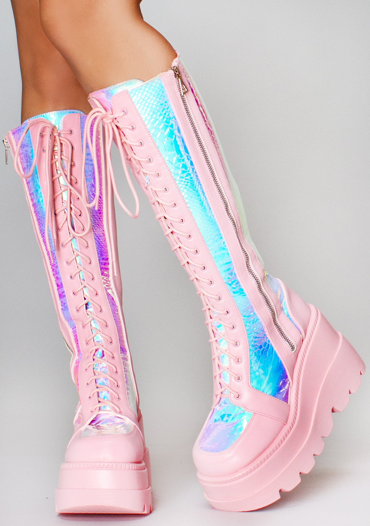 LASR Pink Poison Hi Platform Boots | LASR – LA Style Rush